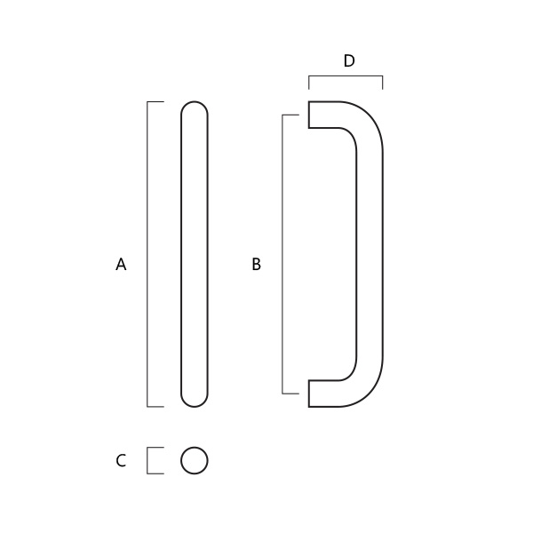 PBS Singapore Stainless Steel Round Standard Pull Handle - Polyware Pte Ltd