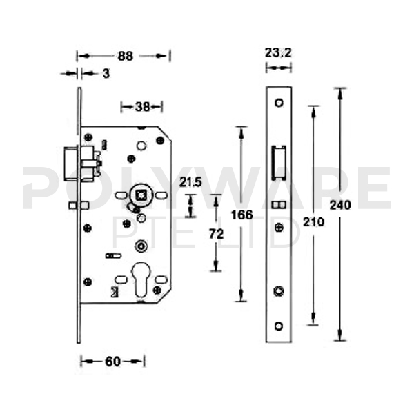 PBS 2000CL Mortise Classroom Lock - Polyware Pte Ltd